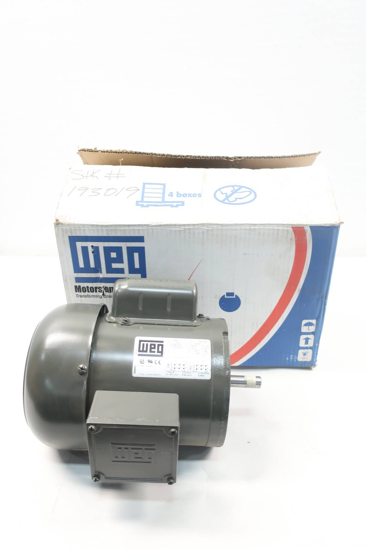Weg 7518ES1BB56CFL Motor 1ph B56c 3/4hp 1740rpm 115/208-230v-ac