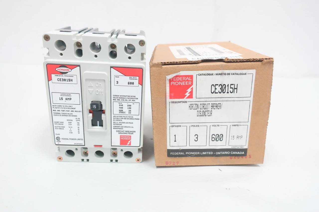 Federal Pioneer CE3015H Horizon Molded Case Circuit Breaker 3p 15a Amp ...