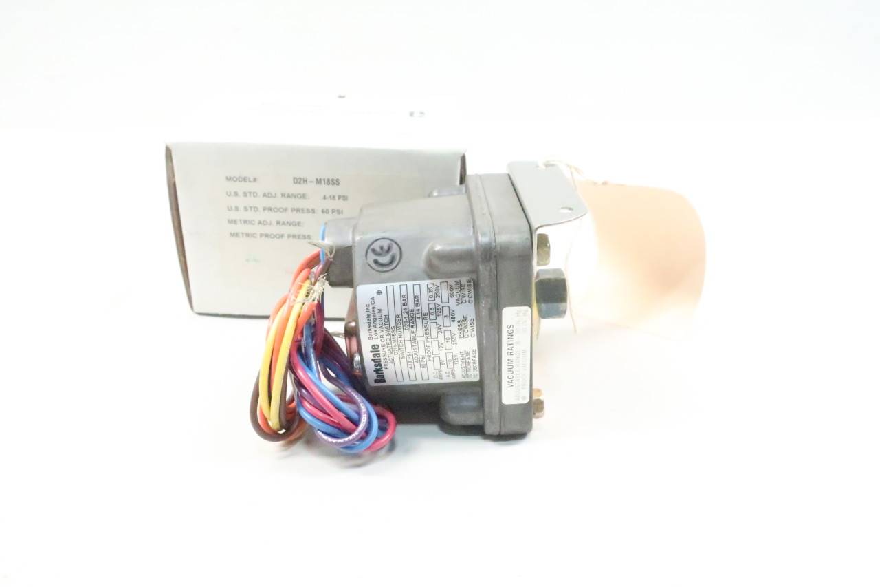 Barksdale D2H-M18SS Pressure Switch 0.4-18psi 125/250v-ac