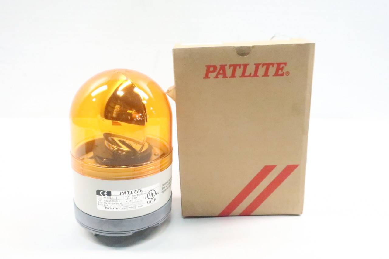 Patlite RH-120AUL-Y Amber Rotating Beacon Signal Light 120v-ac