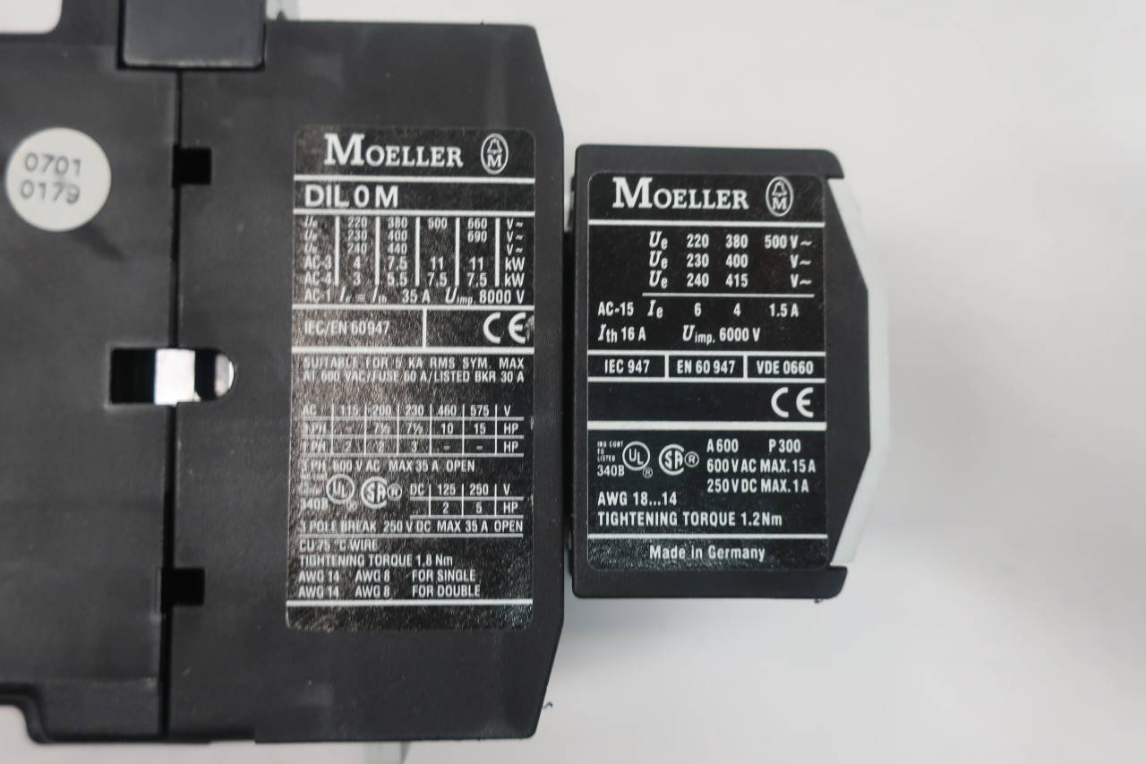 Moeller DIL0M Ac Contactor 120v-ac 35a Amp 10hp