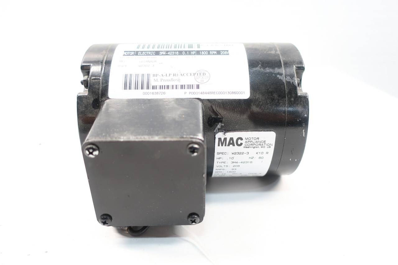 Mac W2322-3 Ac Motor 42 3ph 0.1hp 1800rpm 208v-ac