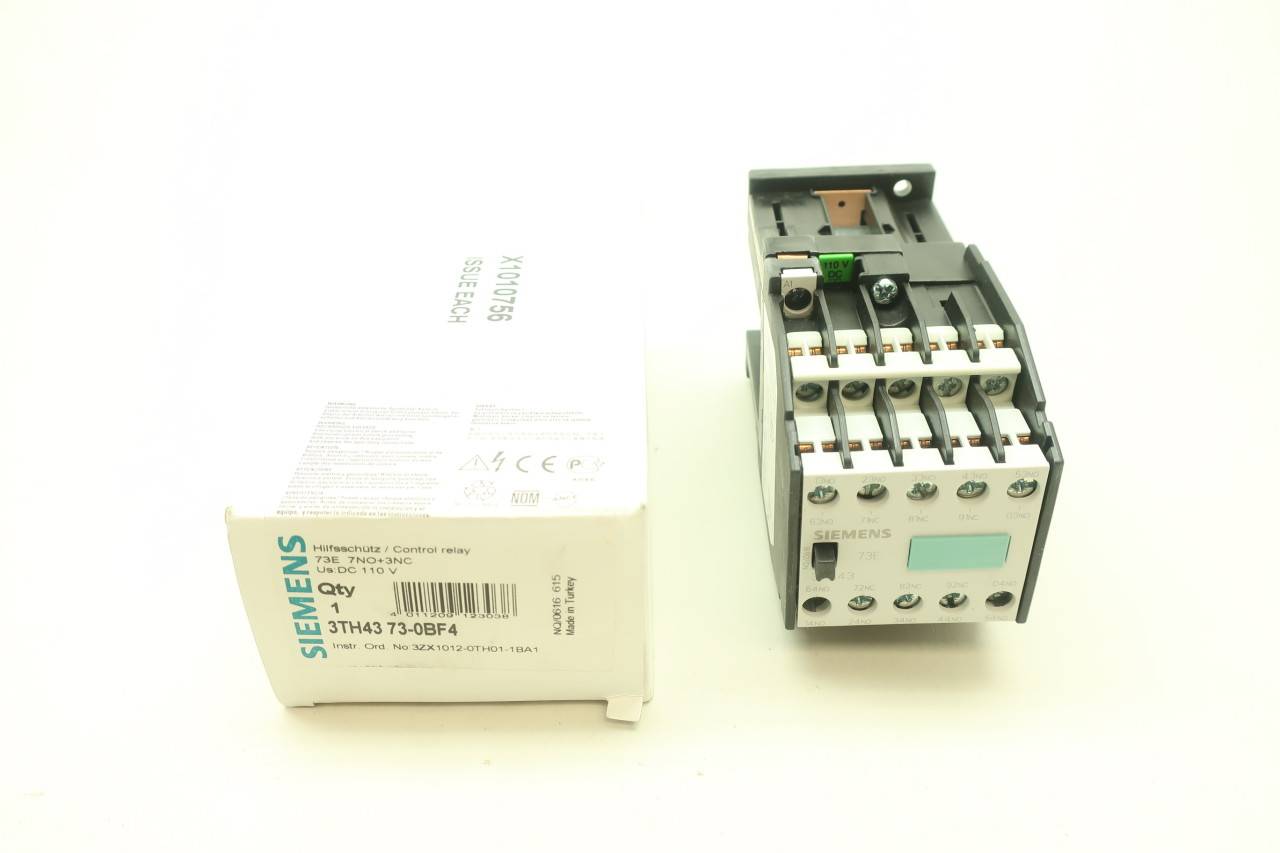 Siemens 3TH43 73-0BF4 Control Relay 110v-dc