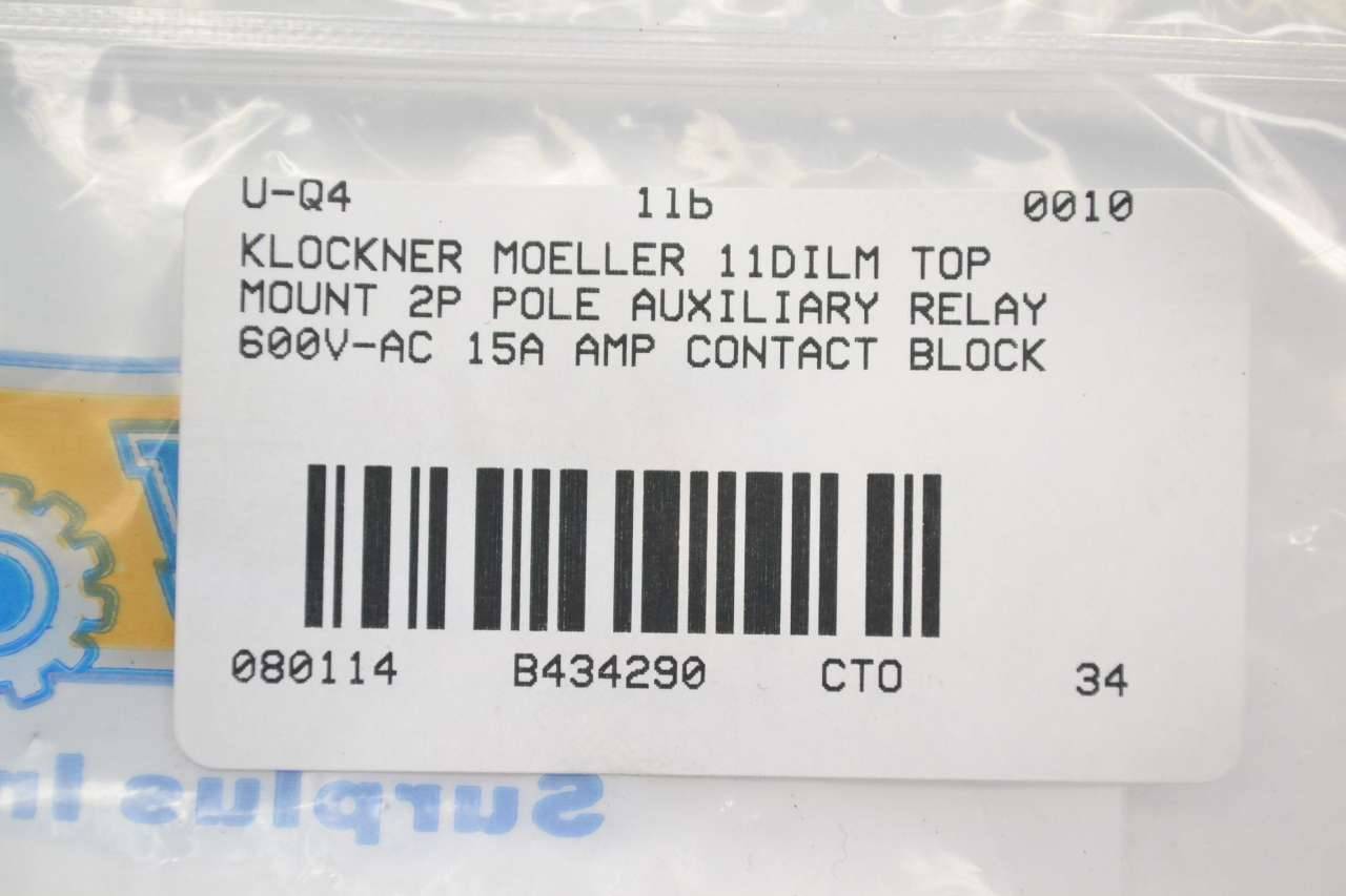 Klockner Moeller 11DILM Top Mount Auxiliary Relay 600v-ac Contact Block ...