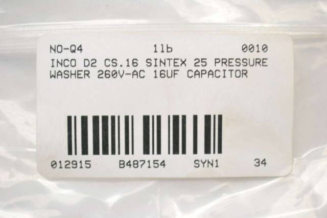 INCO D2 CS.16 SINTEX 25 PRESSURE WASHER 260V-AC 16UF CAPACITOR B487154
