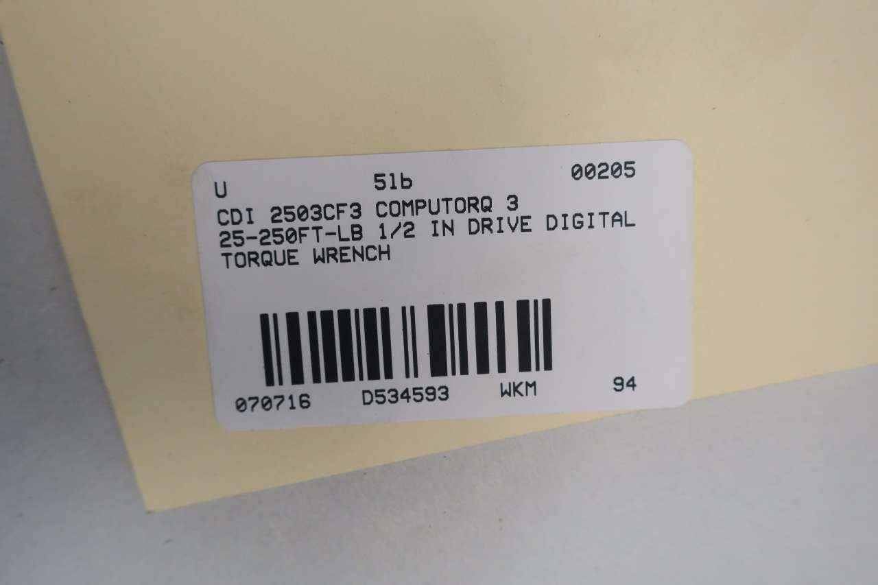 Cdi 2503CF3 Computorq 3 25 250ft lb 1 2 In Digital Torque Wrench D534593