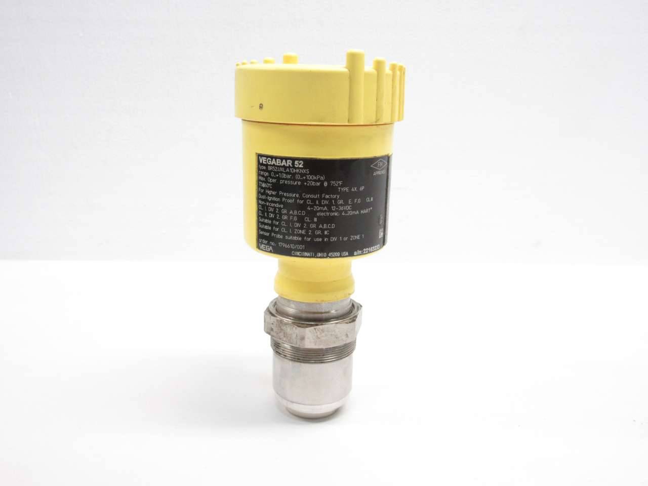 Vega Vegabar 52 12-36v-dc 0-1bar Pressure Transmitter