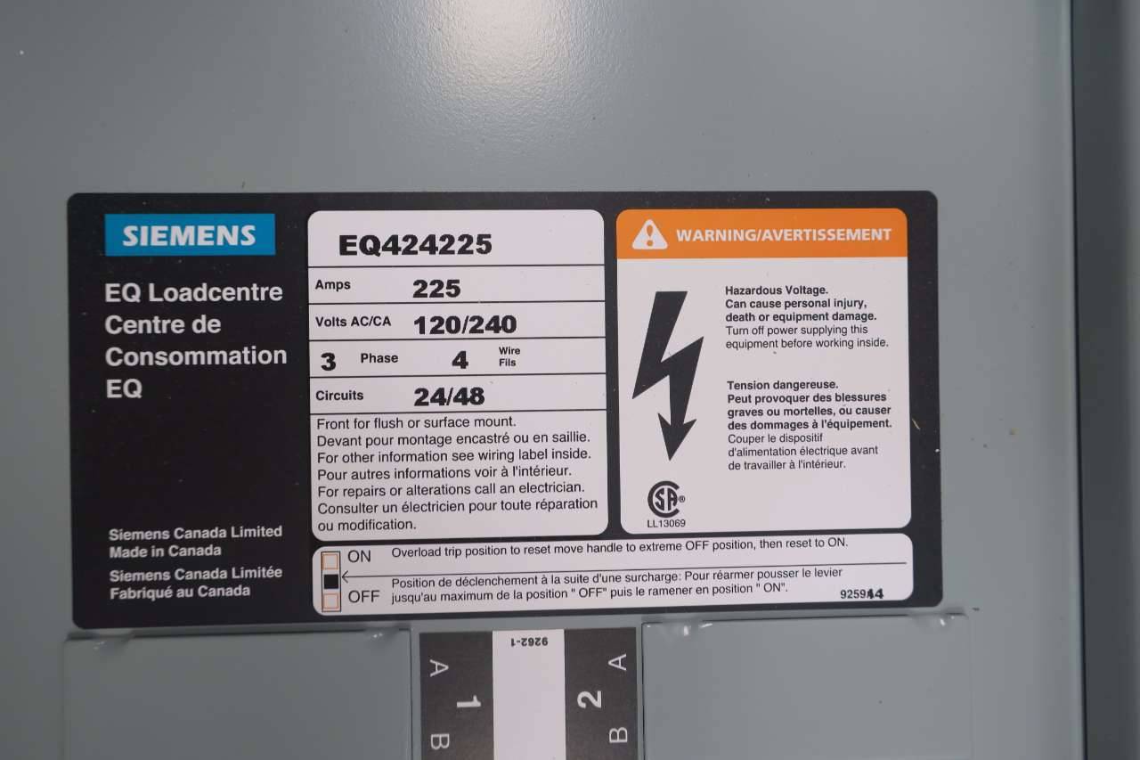 Siemens EQ424225 225a Amp 120/240v-ac Distribution Panel