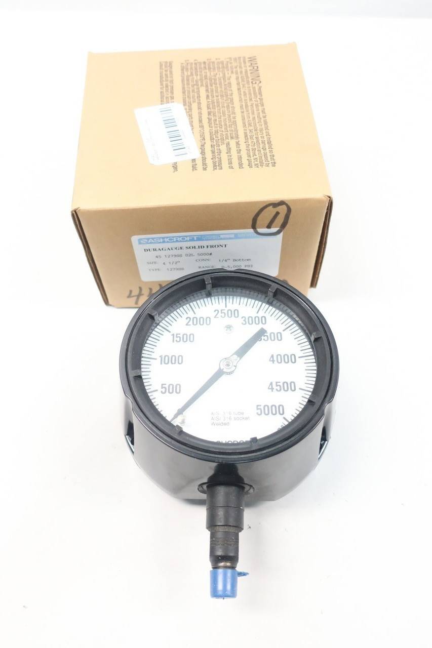 Ashcroft 45-1279SS-02L-5000 Duragauge Pressure Gauge 4-1/2in 1/4in 0 ...