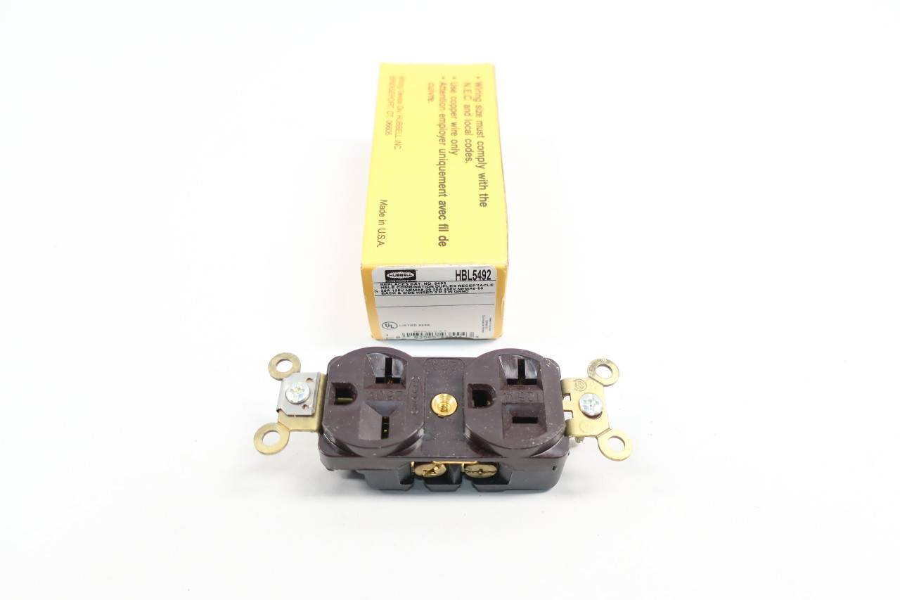 Hubbell HBL5492 Receptacle 2p 3w 20a Amp 250v-ac