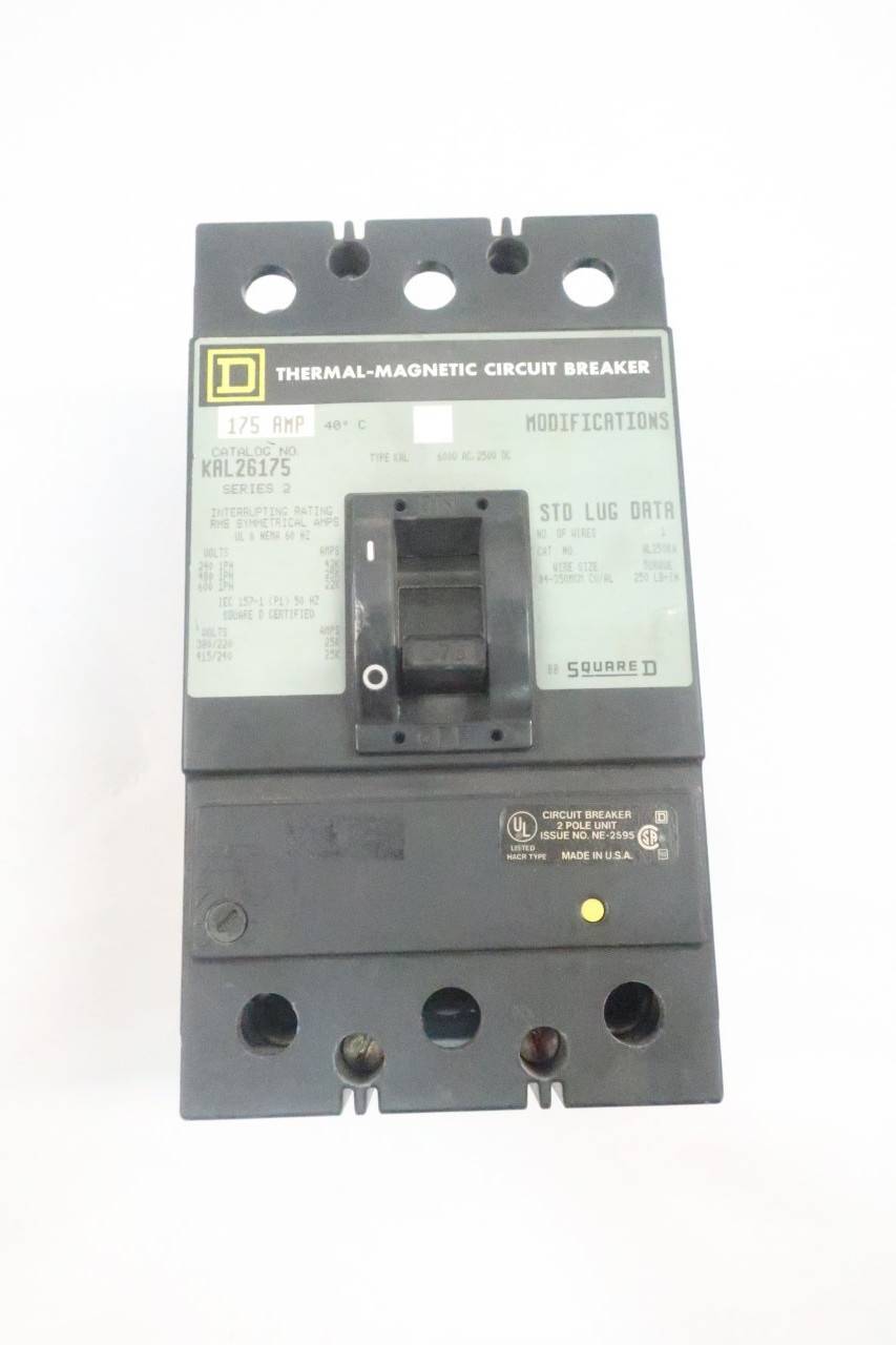Square D KAL26175 Molded Case Circuit Breaker 2p 175a Amp 480/600v-ac