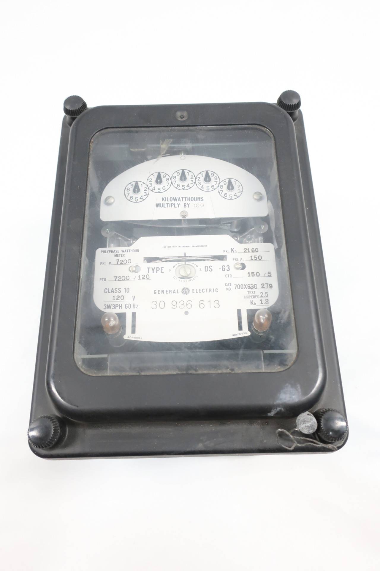 General Electric Ge 700X63G279 Type Ds-63 Kilowatt Hour Meter 120v-ac
