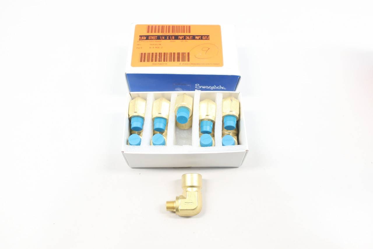 Box Of 6 Swagelok B-4-RSE-2 Brass Pipe Elbow 1/4in Npt 1/8in Npt