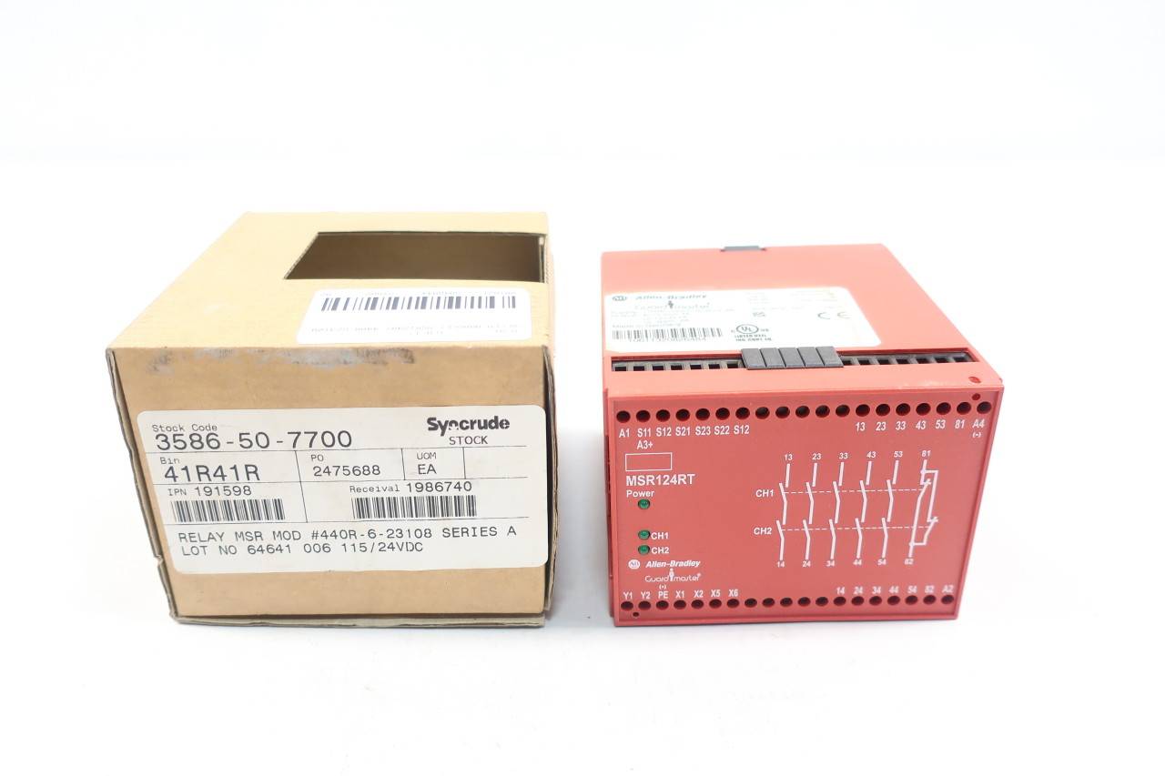 Allen Bradley MSR124RT 440R-G23108 Guardmaster Safety Relay 115v-ac