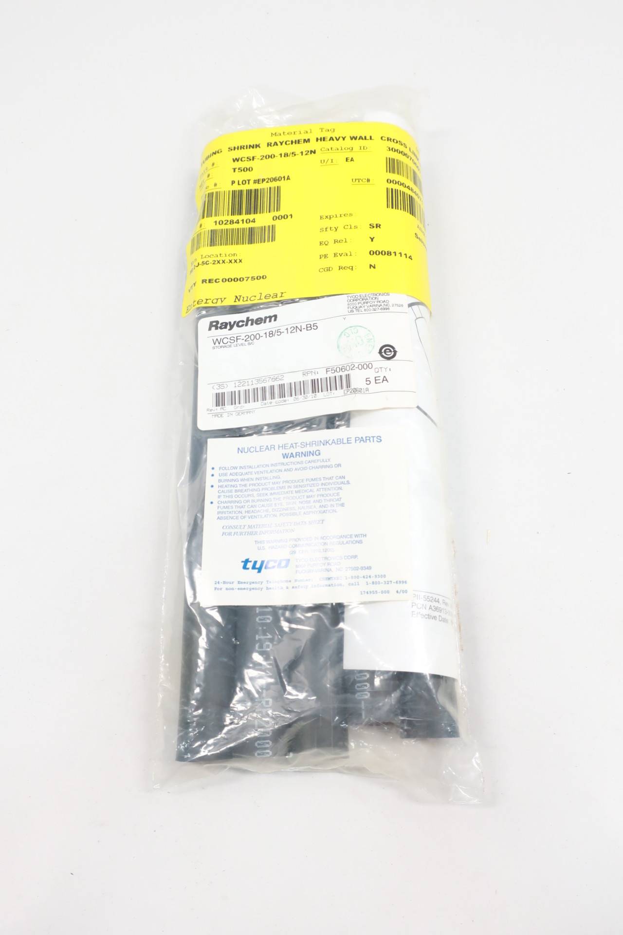 Set Of 5 Raychem WCSF-200-18/5-12N-B5 Shink Tubing