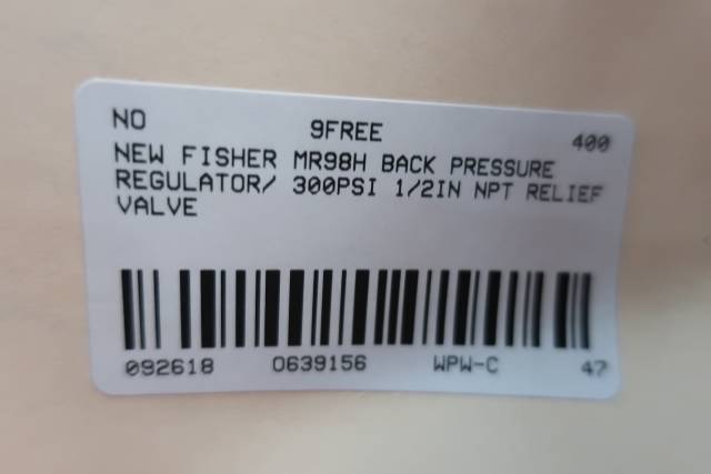 FISHER MR98H IRON BACK PRESSURE REGULATOR VALVE 1/2IN NPT D639156