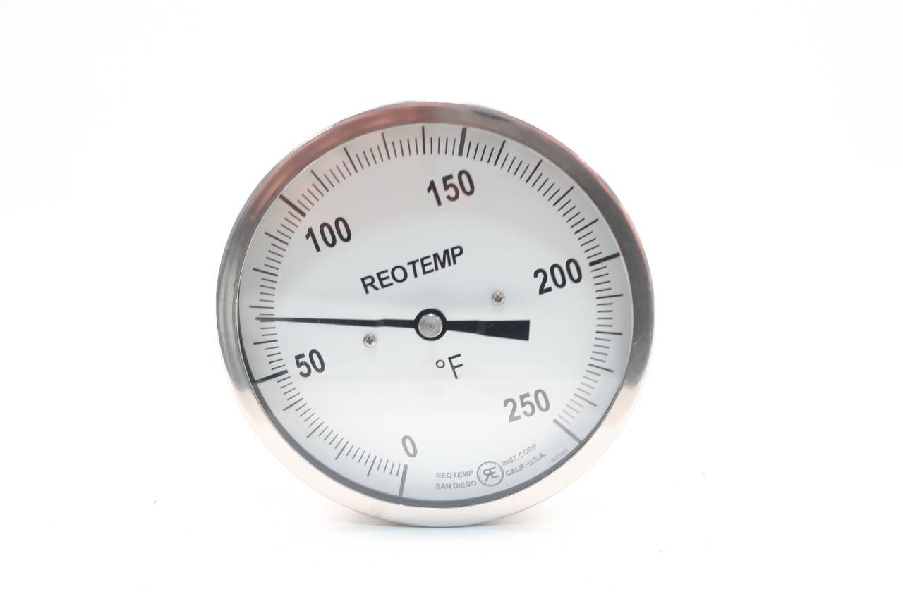 Reotemp JJ2401F47-WD Bimetal Thermometer 5in 24in 0-250f 1/2in Npt