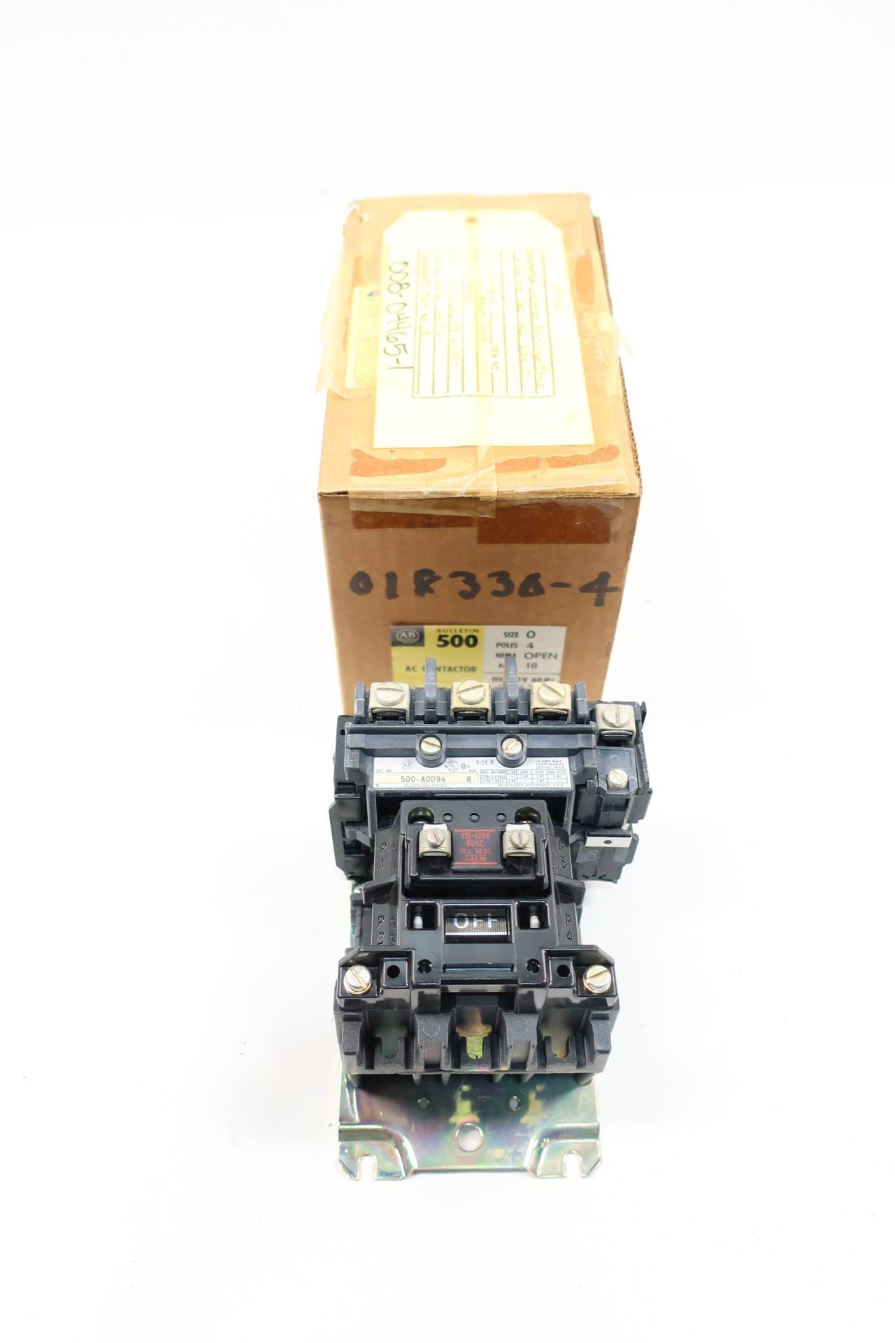 Allen Bradley 500-AOD94 Size 0 Contactor 115-120v-ac 18a 5hp