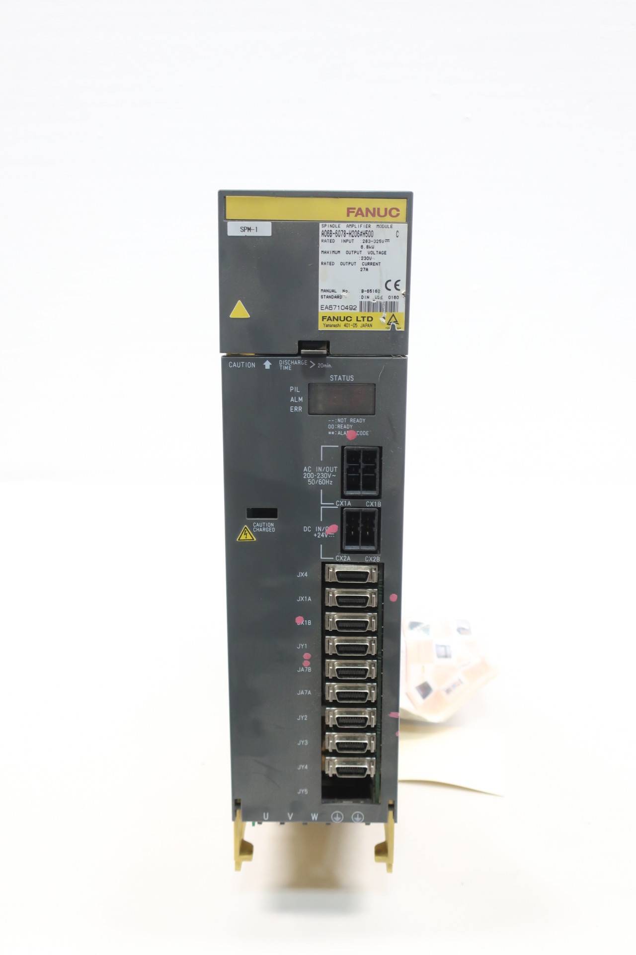 Fanuc A06B-6078-H206#H500 Spindle Drive 283-325v-dc 230v-ac 6.8kw