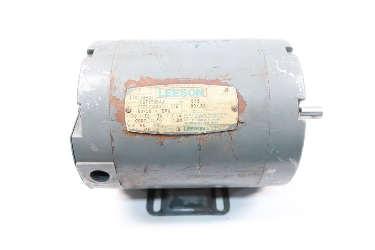 Leeson C6T17NB4A Ac Motor D56 3ph 1/2hp 1725rpm 575v-ac