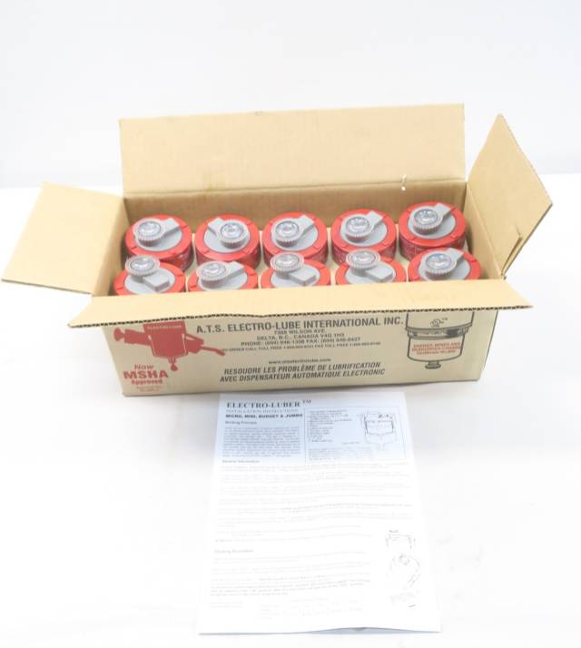 BOX OF 10 125CC ELECTRO-LUBE MINI-LUBER UNIREX 2 AUTOMATIC LUBER D583538