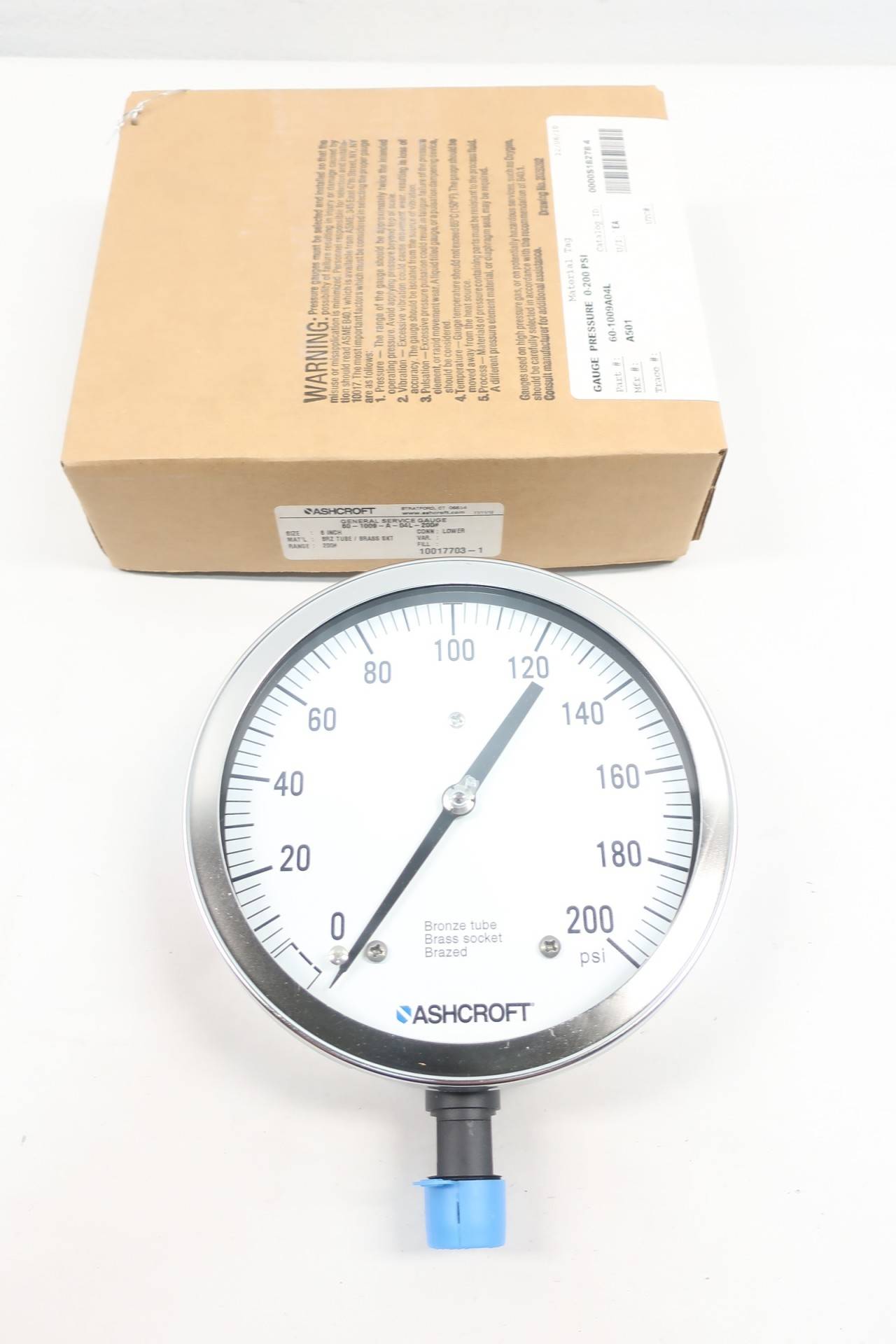 Ashcroft 60-1009-A-04L-200 Pressure Gauge 6in 0-200psi 1/2in Npt