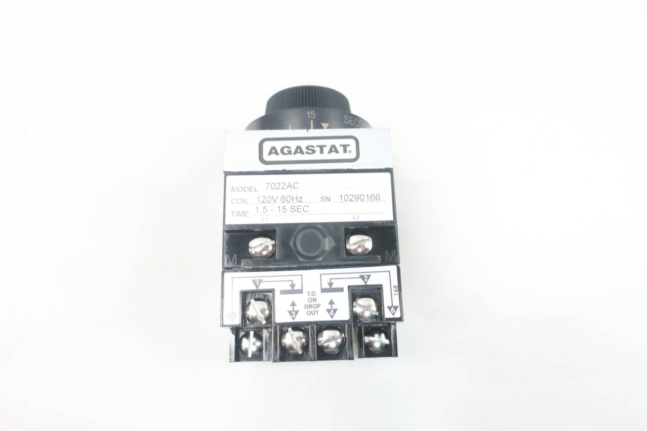 Agastat 7022AC Time Delay Relay 1.5-15sec 120v-ac