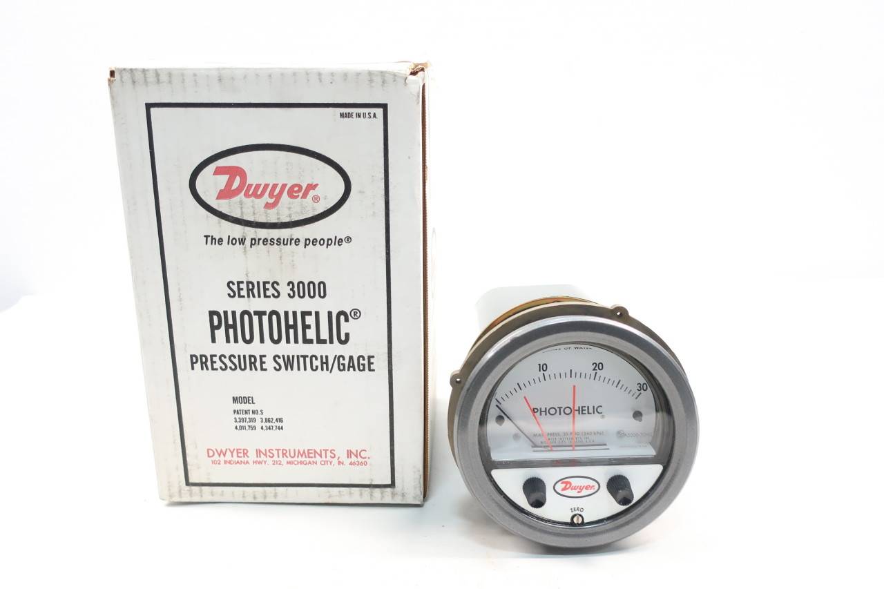Dwyer A3000-30HG Photohelic Pressure Switch/gage 0-30in-hg 120v-ac