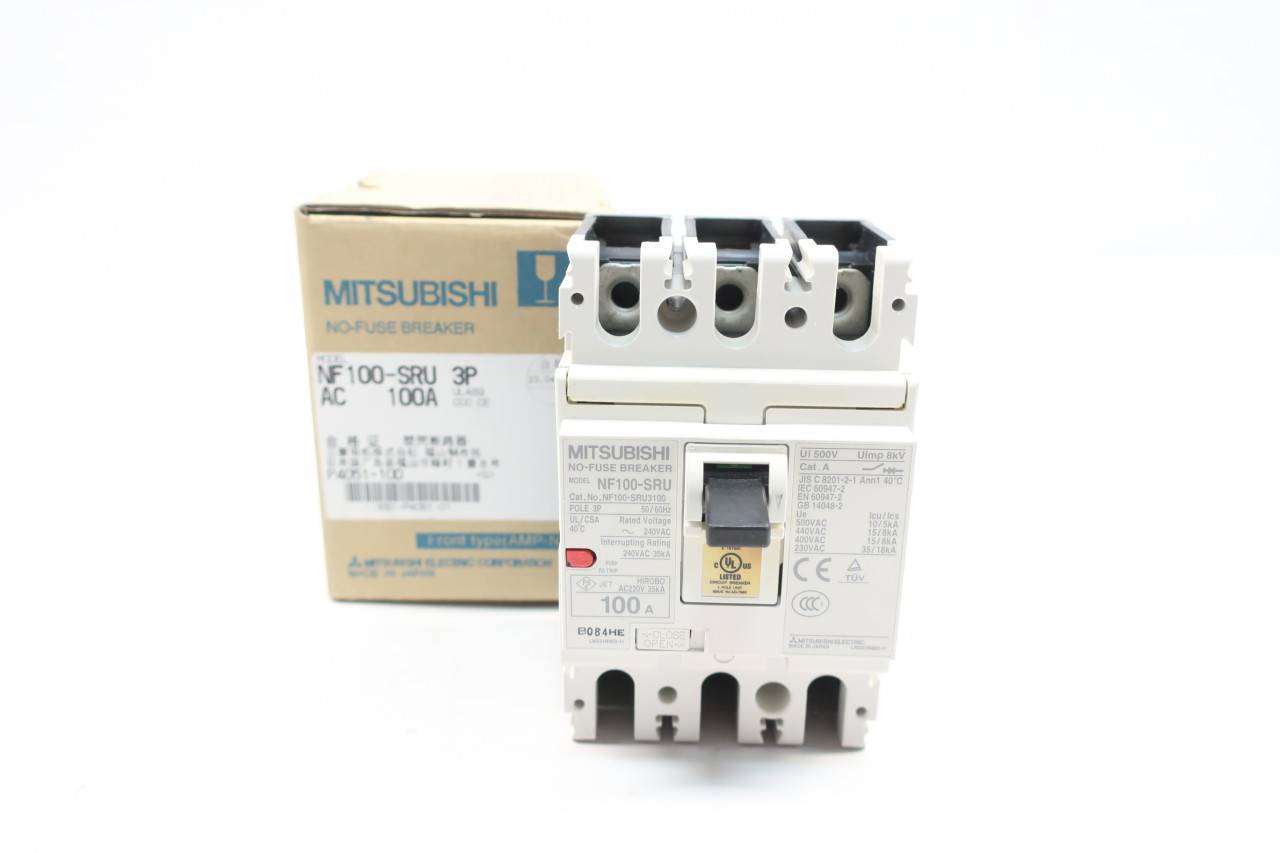 Mitsubishi NF100-SRU3100 Molded Case Circuit Breaker 3p 100a Amp 240v-ac