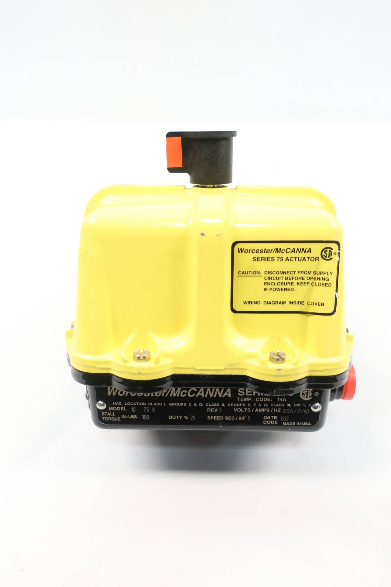 Worcester Mccanna 10-75X Electric Valve Actuator 120v-ac 150in-lb