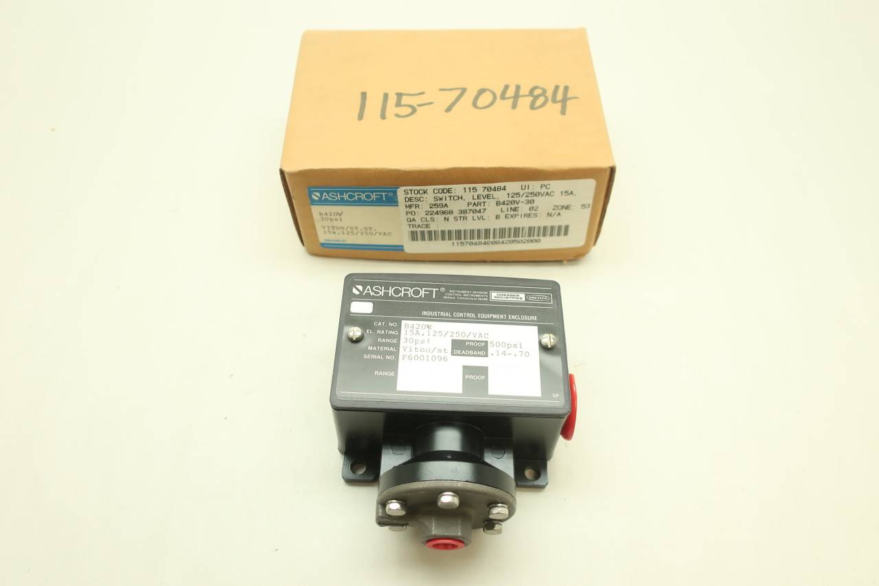 Ashcroft B420V Pressure Switch 200psi 125/250v-ac